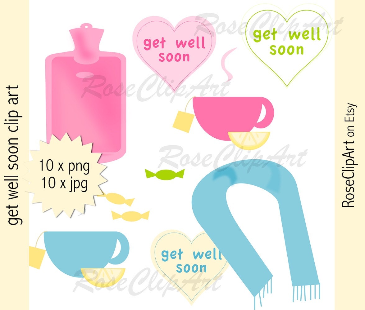 10x Get Well Soon Clipart Instant Download Digital Get Well Clip Art ...