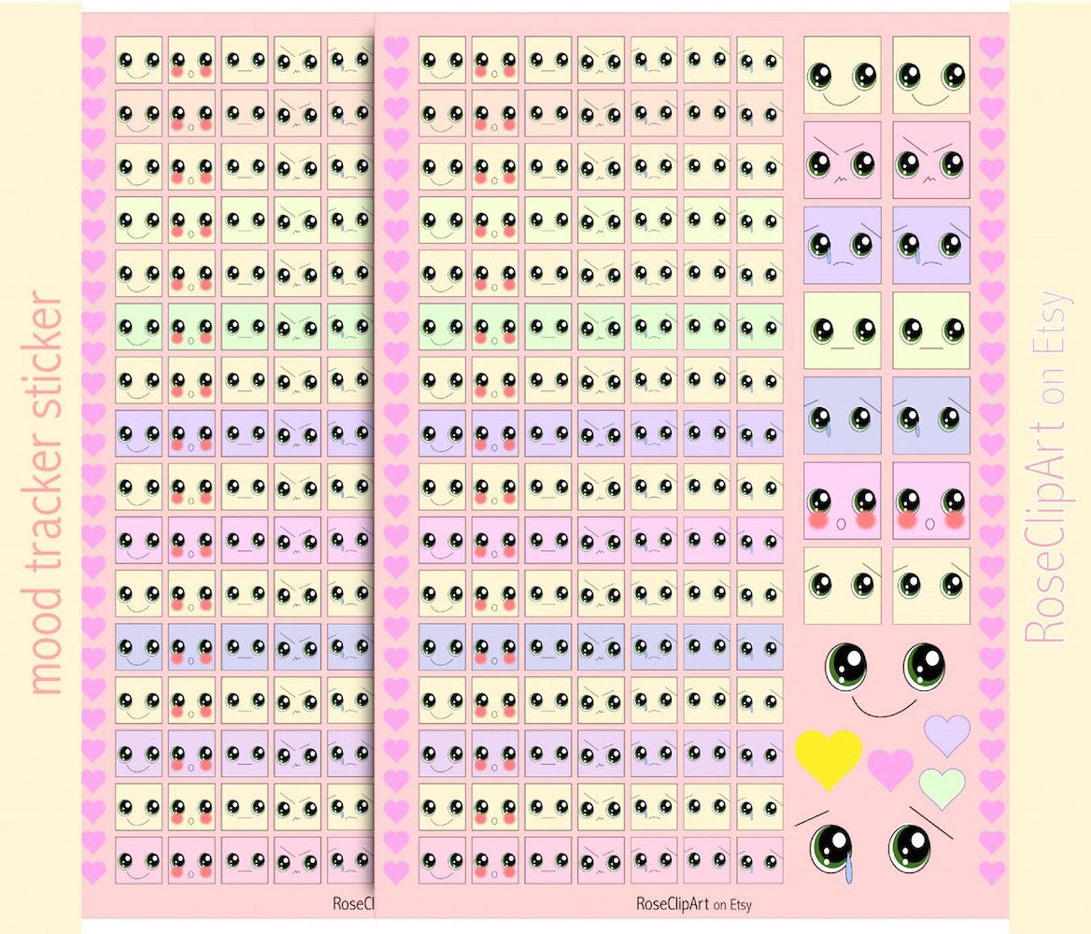 Mood Tracker Stickers Instant Download Printable Mood Stickers Kawaii ...