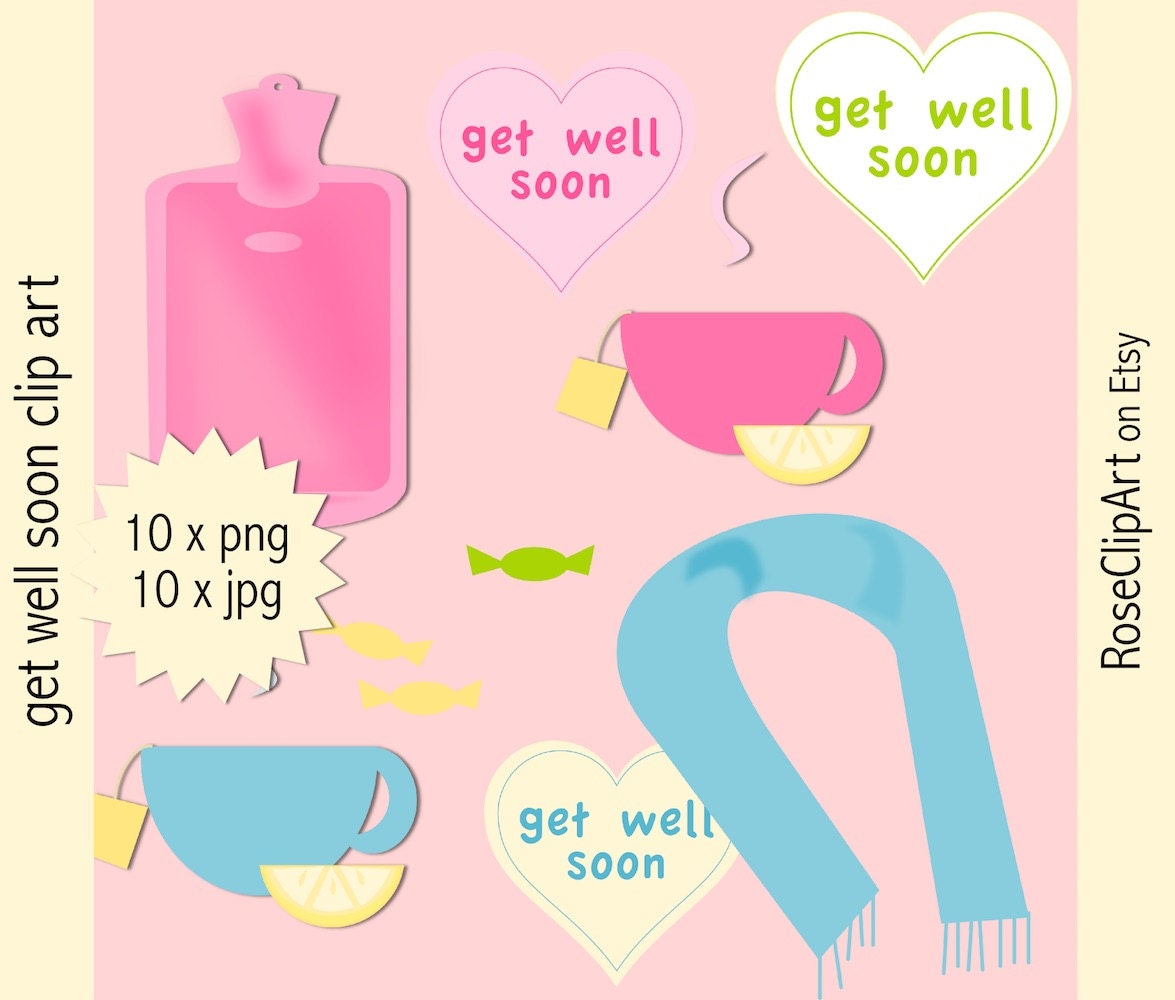 10x Get Well Soon Clipart Instant Download Digital Get - Etsy
