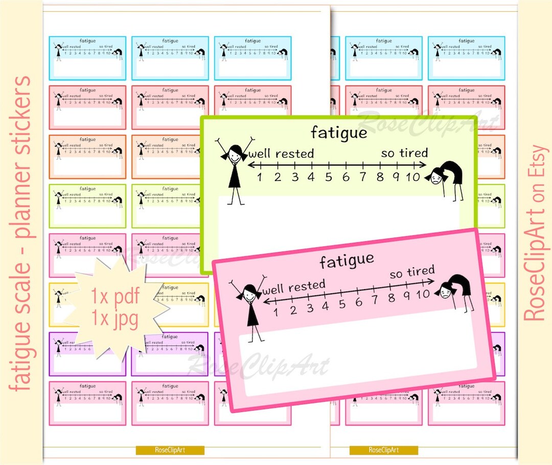 Fatigue Scale Stickers - Instant Download - Printable Sleep Tracker ...