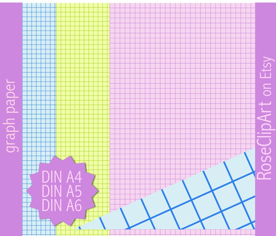 Purple Graph Paper - Instant Download - Printable Lilac Blue Green ...