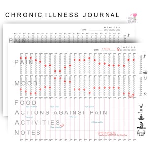 Chronic Illness Journal Page - Printable Symptoms Tracker - Hourly Pain ...