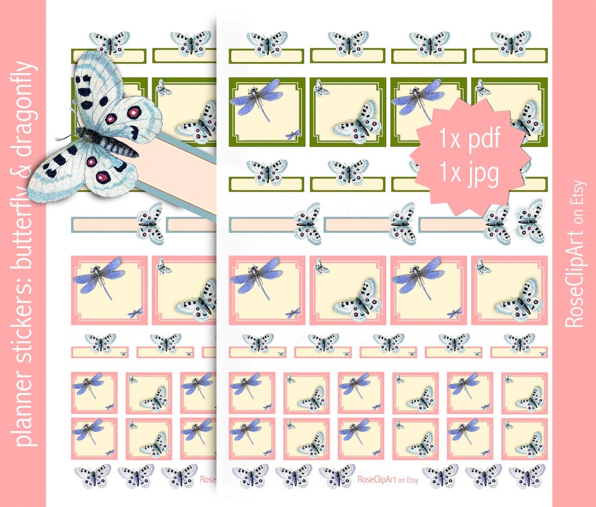 Planner Stickers Butterfly Instant Download Printable Reminder Markers ...