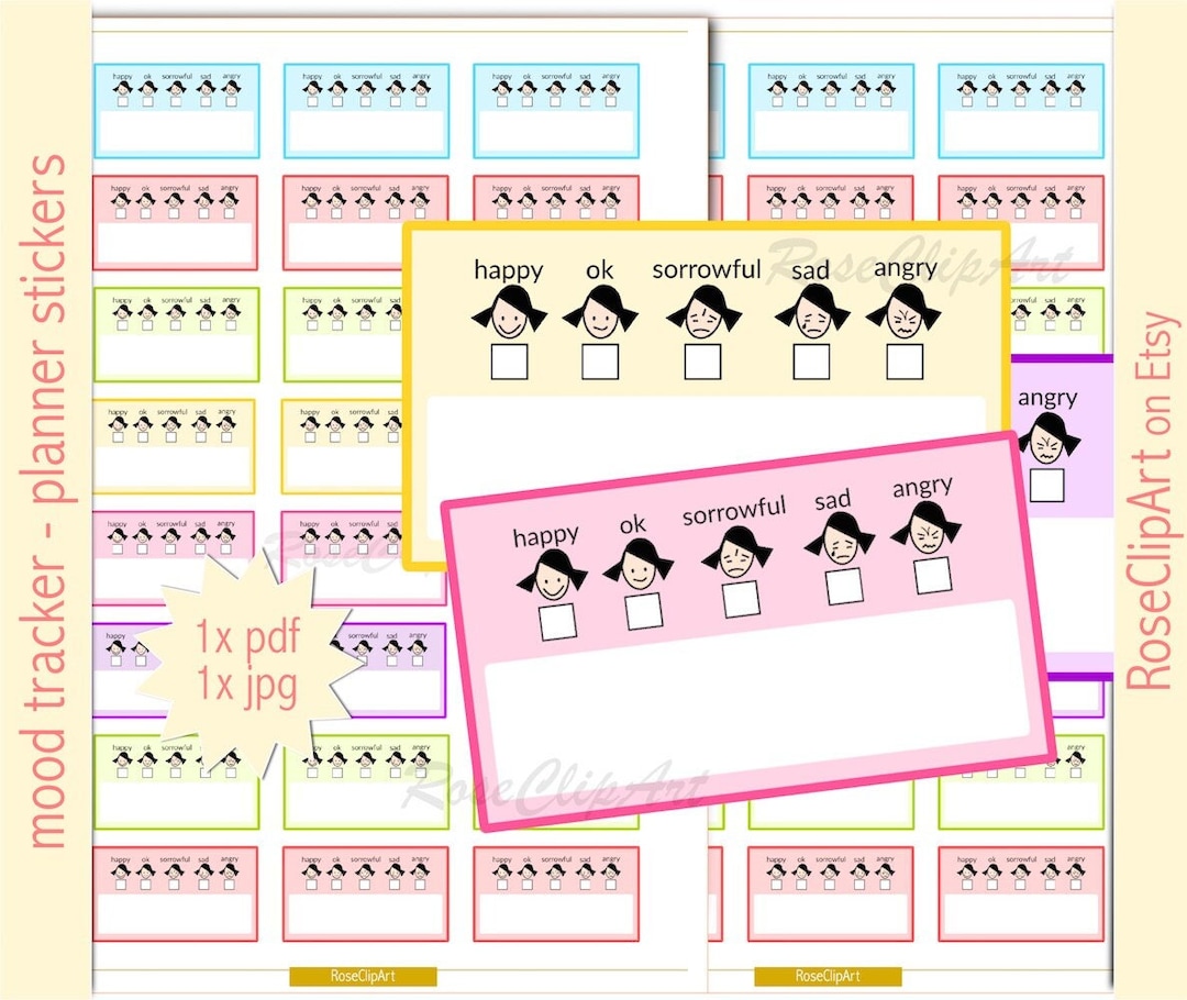 Girly Mood Tracker Stickers - Instant Download - Printable Mini Mood ...