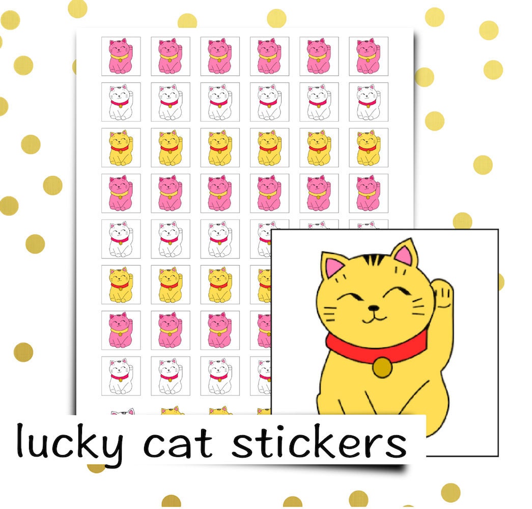Japanese Lucky Cats Stickers Printable Neko Stickers Maneki-neko ...