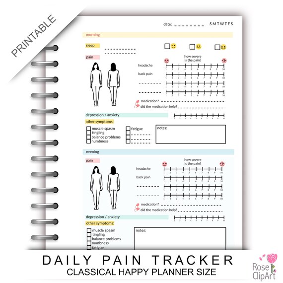 Pain Tracker US Letter Size Instant Download Printable - Etsy