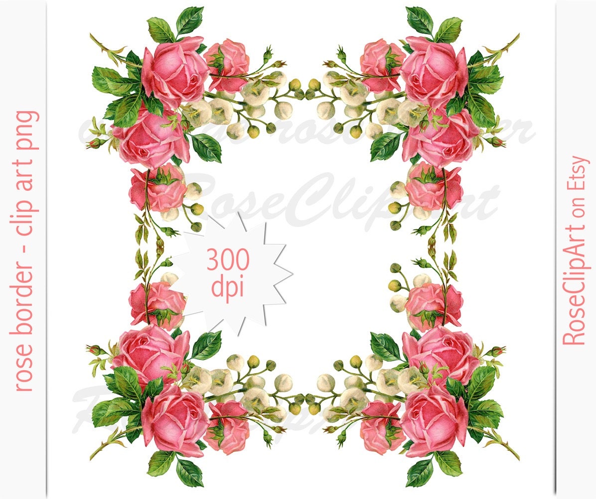 Rose Border Clip Art Watercolour Red Rose Border Illustration On White