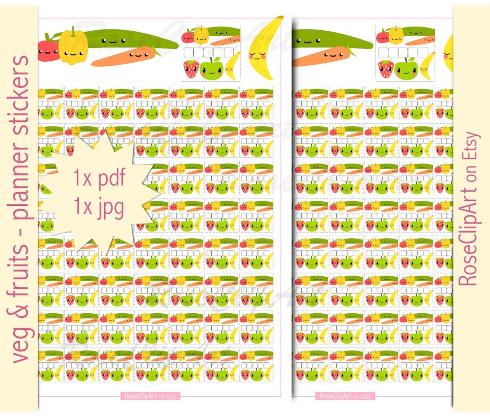 Healthy Eating Stickers Instant Download Printable Kawaii Planner Veg ...