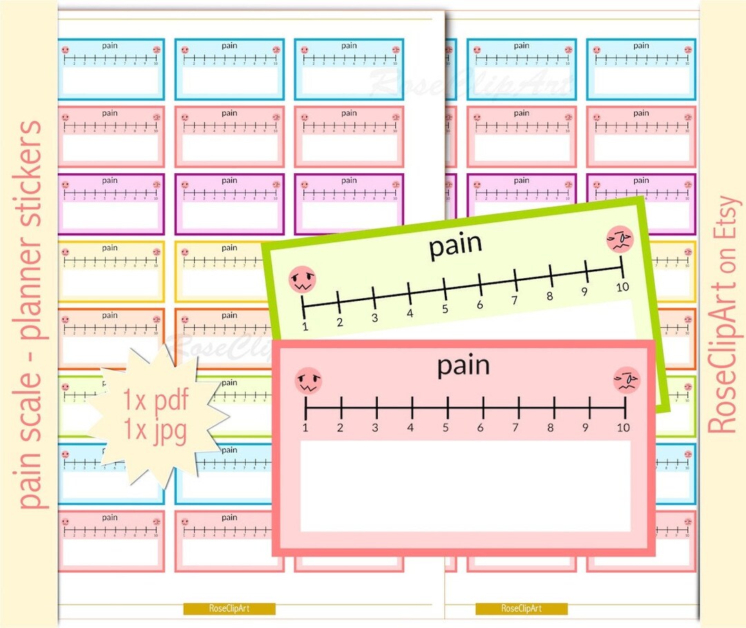 Pain Tracker Stickers - Instant Download - Printable Pain Scale Planner ...