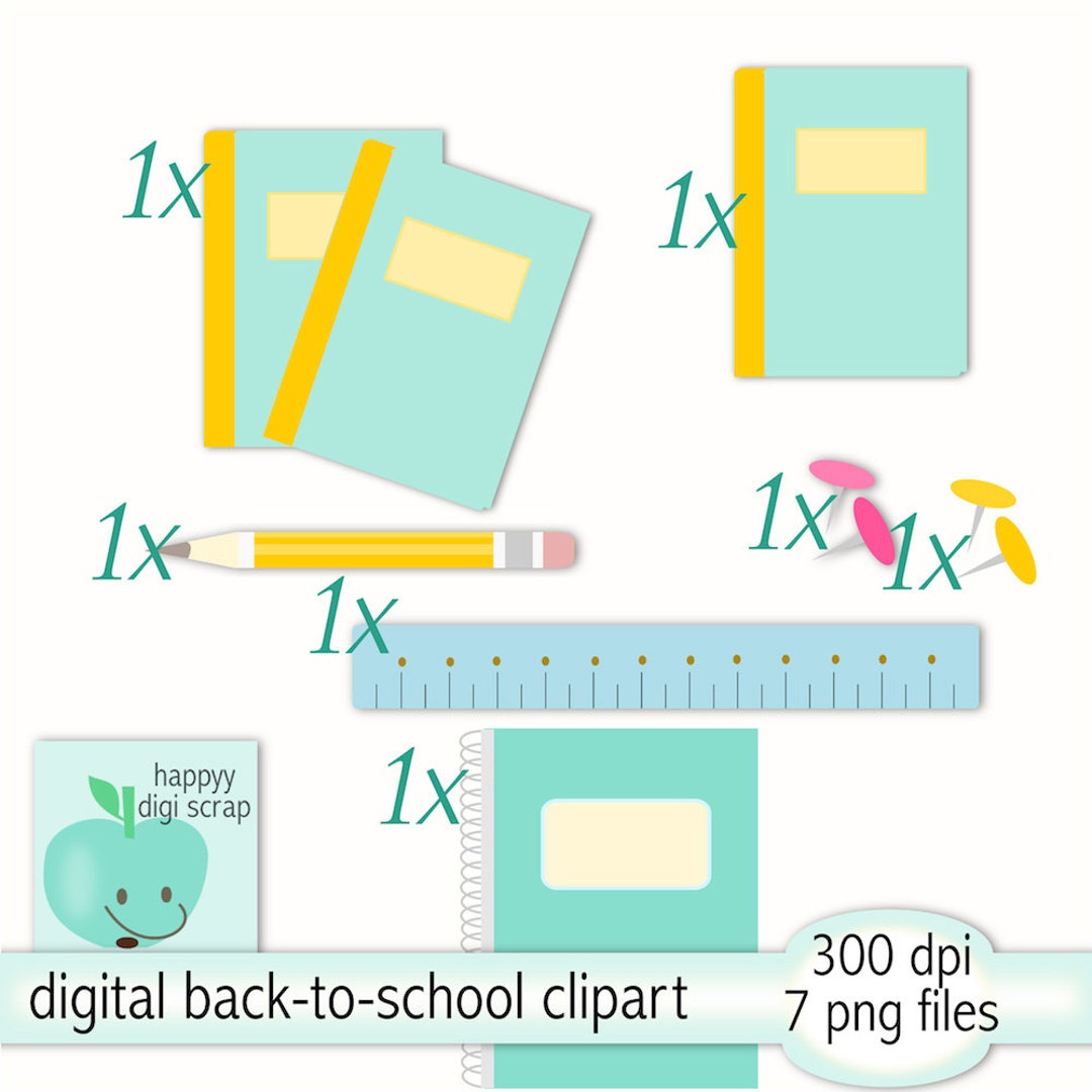 Digital Back to School Clipart - Instant Download - 7 Png Files ...