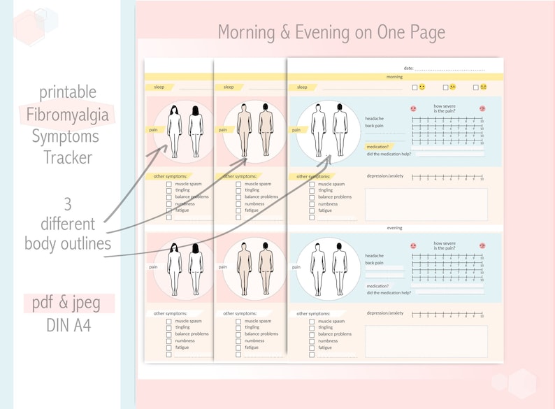 Fibromyalgia Diary Page A4 - Printable Symptoms Tracker - Instant ...
