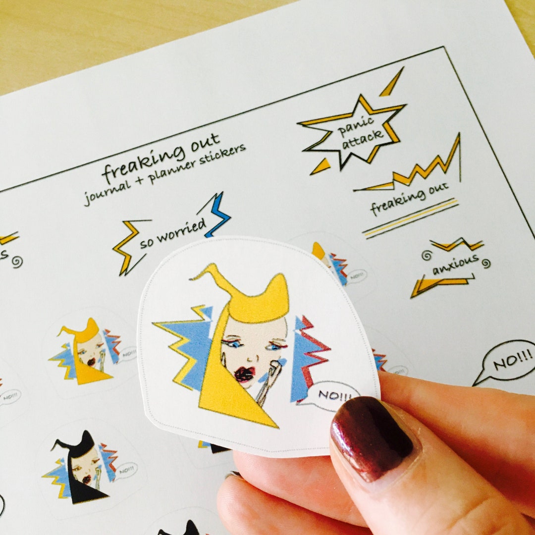 Freaking Out Stickers Printable Planner Stickers Anxiety Journal Mood ...