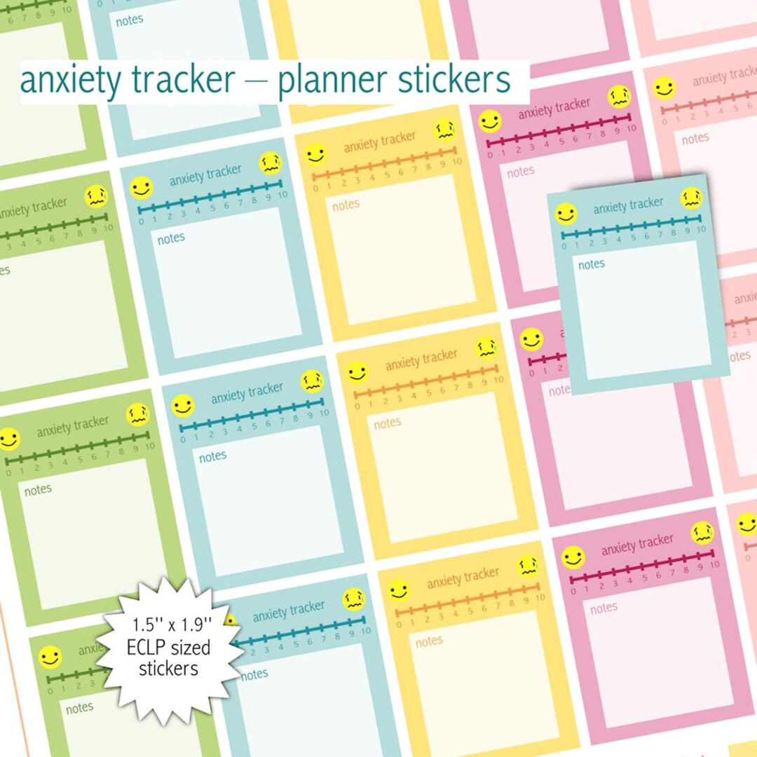 Anxiety Tracker Stickers - Instant Download - Printable Anxiety Scale ...