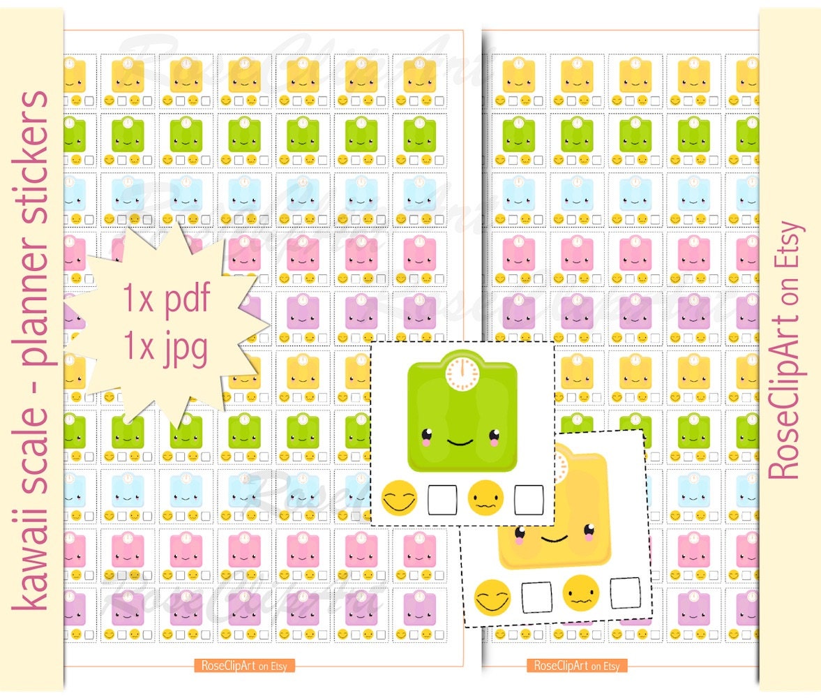 Scale Planner Stickers Instant Download Printable Happy Kawaii Scale ...
