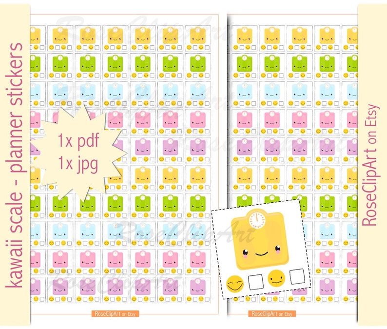 Scale Planner Stickers Instant Download Printable Happy Kawaii Scale ...