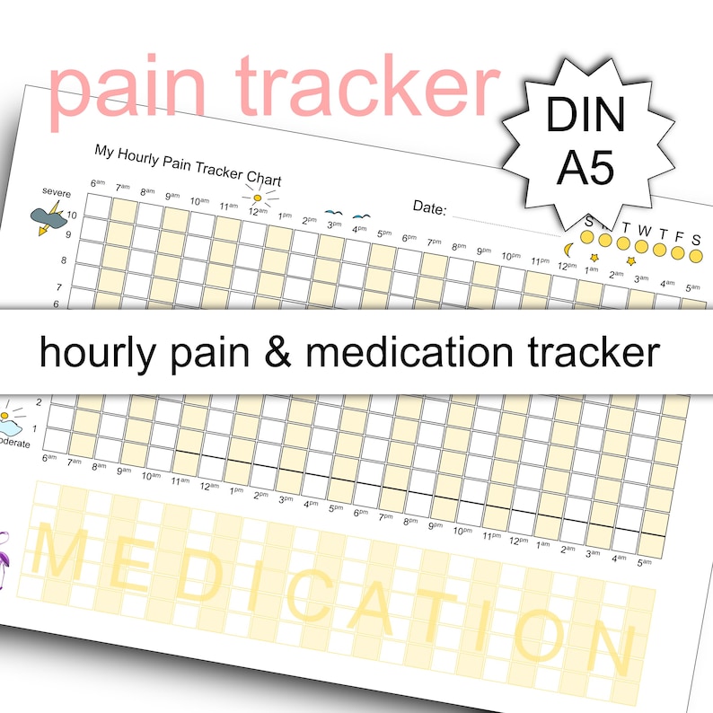Hourly Pain Tracker A5 for 24 Hours Instant Download Printable Pain ...