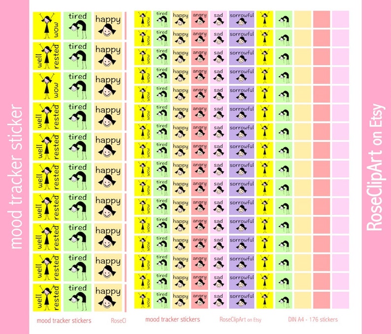 Mood Tracker Stickers Instant Download Printable Mood Stickers Health ...