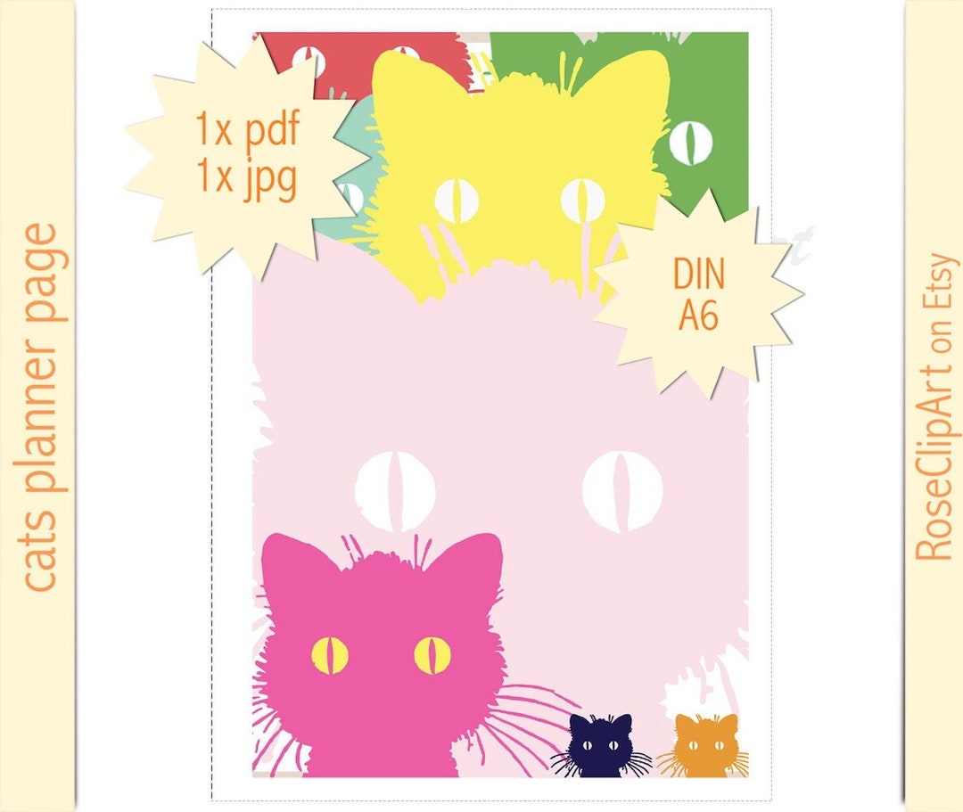 Cat Planner Page A6 - Instant Download - Printable Kitty Cat Page ...