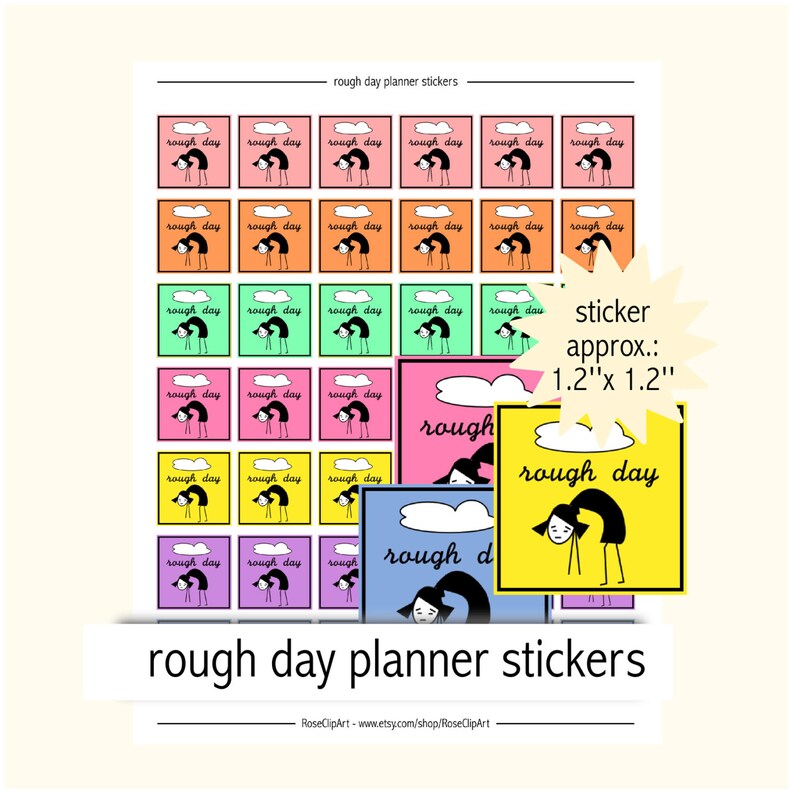 Rough Day Stickers Instant Download Printable Planner - Etsy
