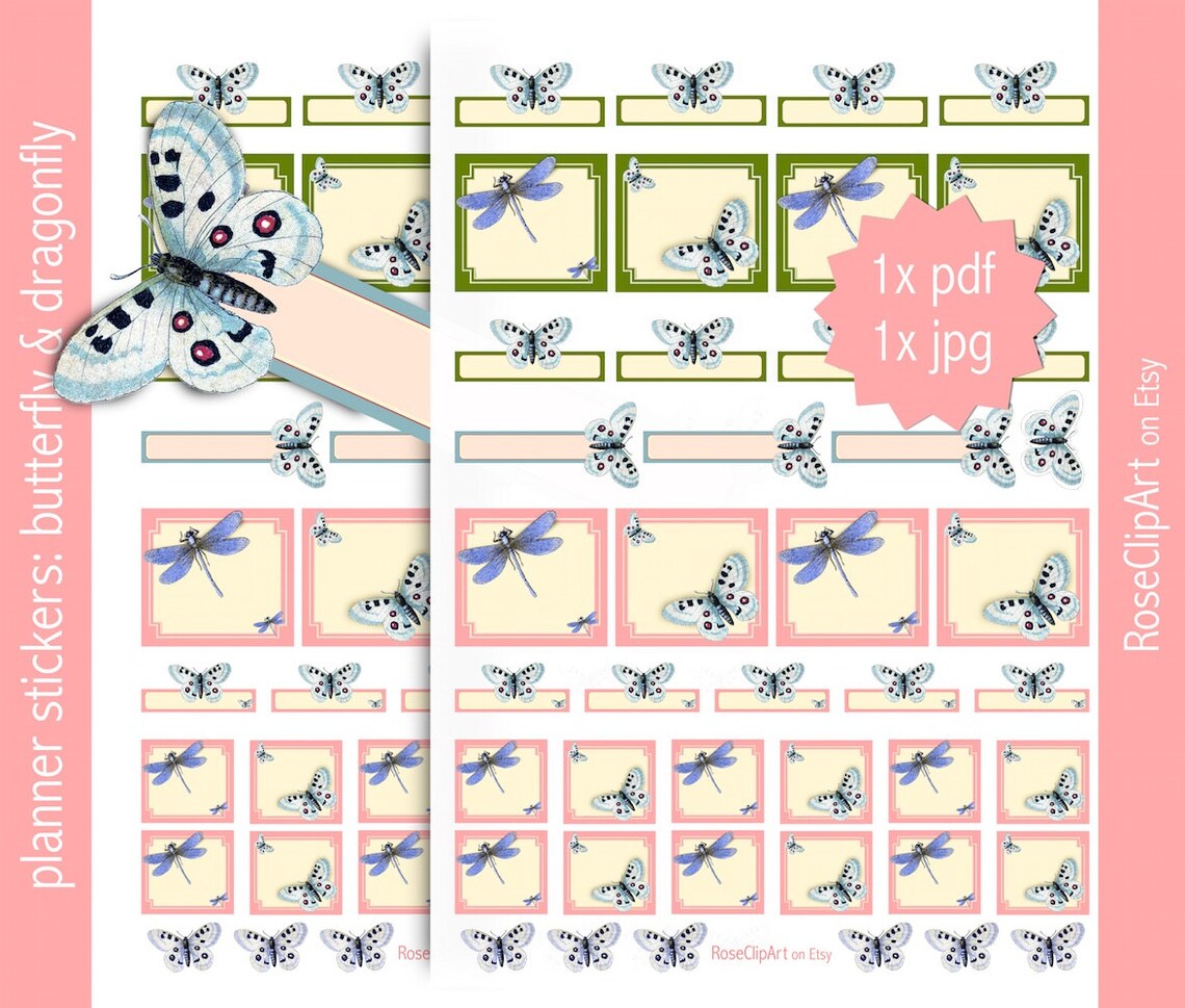 Planner Stickers Butterfly Instant Download Printable Reminder Markers ...