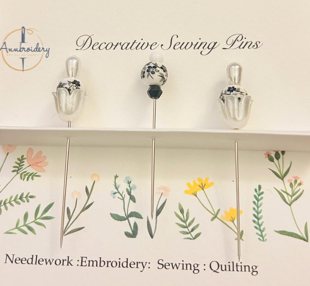 Decorative Sewing Pins 3 Fancy Pins for Pincushion Straight Sewing Pins ...