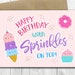 PRINTED Happy Birthday With Sprinkles on Top! - 5x7 Greeting Card ...