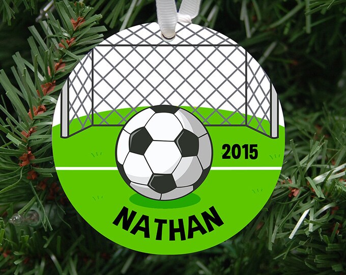 Personalized Soccer Ball & Goal Ornament Keepsake - Custom Made to ...
