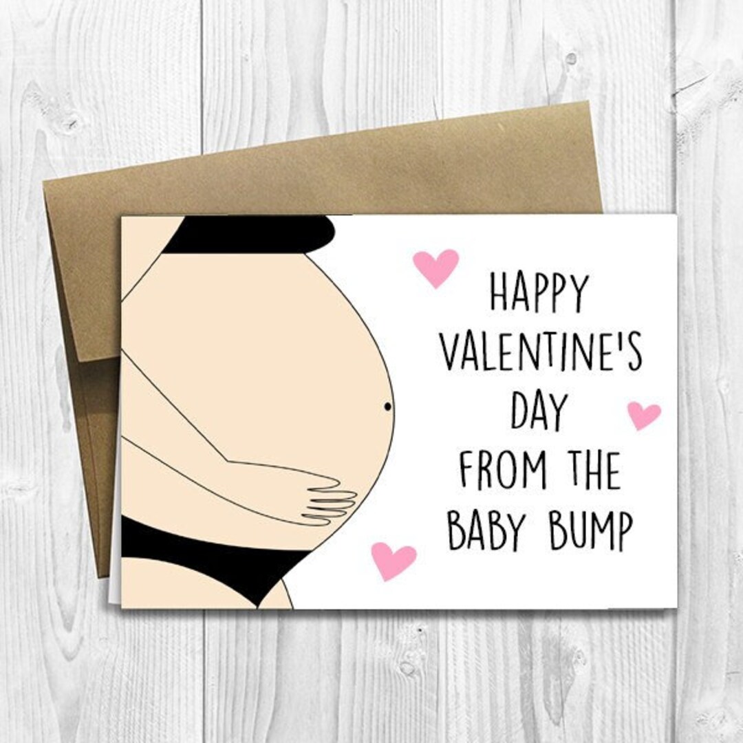 PRINTED Happy Valentine's Day From the Baby Bump 5x7 Greeting Card Cute ...