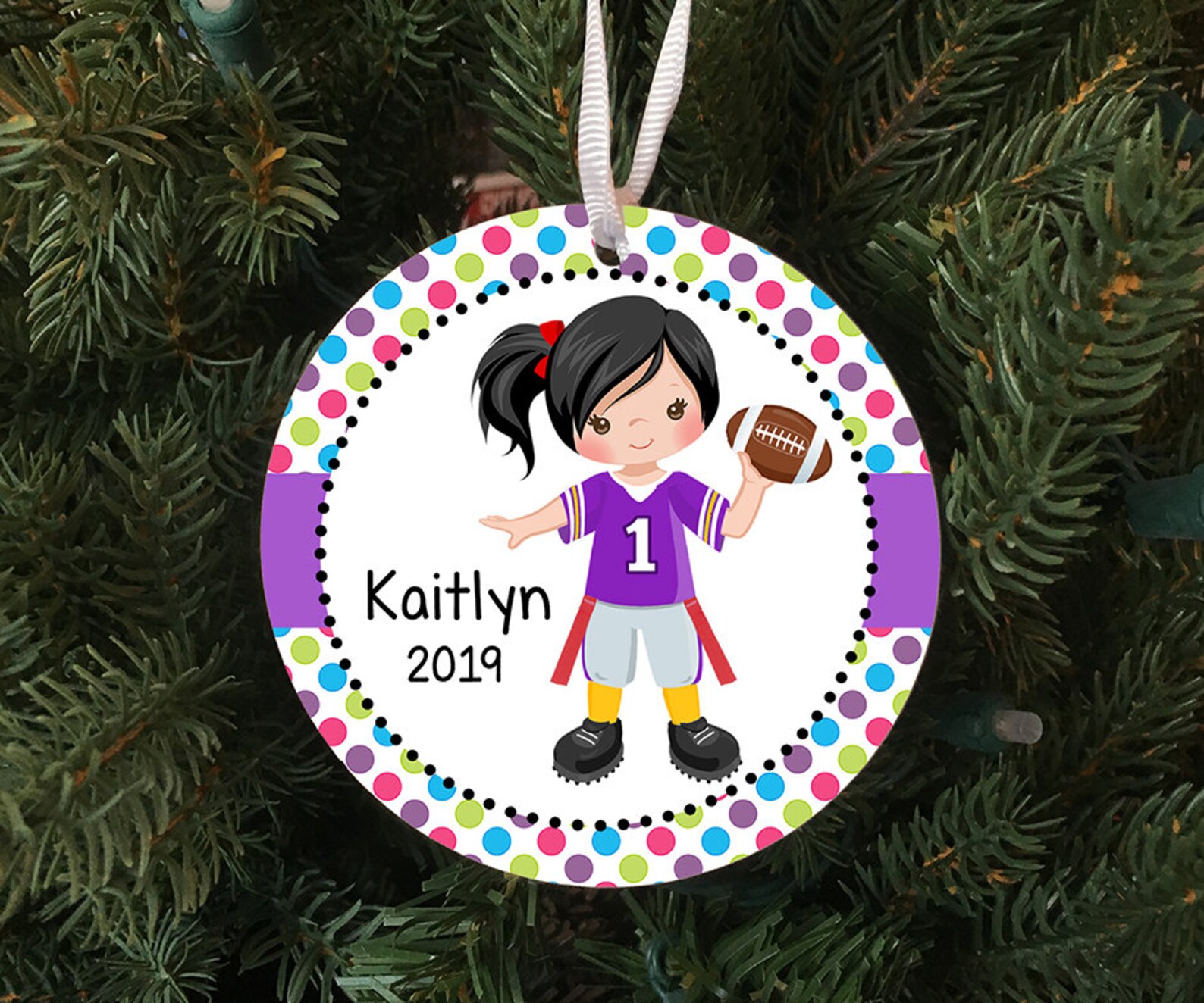Personalized Girls FLAG Football Ornament Keepsake Custom | Etsy
