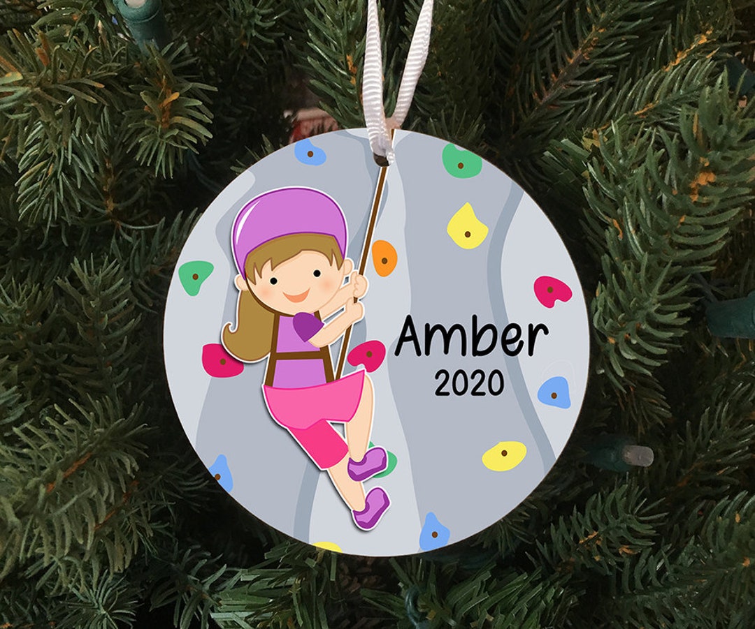 Personalized Rock Wall Climbing Girl Ornament Keepsake - Custom Made to ...