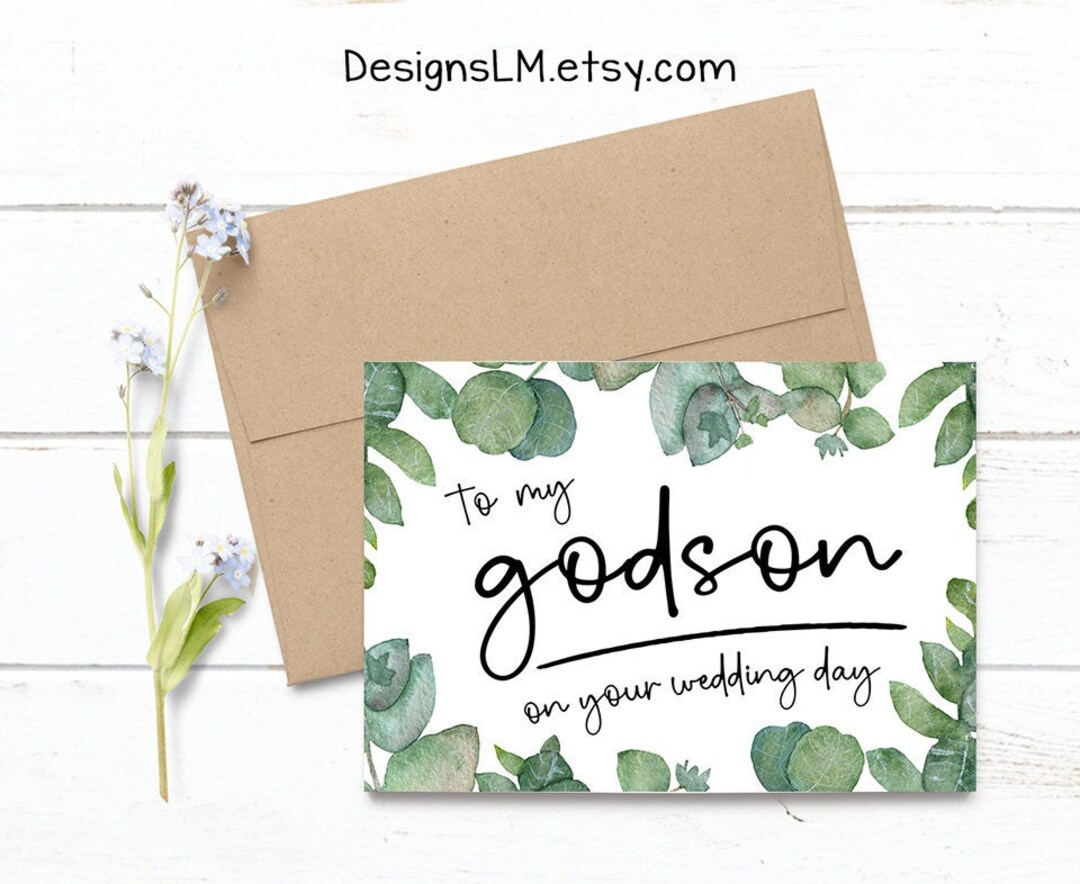 PRINTED to My Godson on Your Wedding Day - Wedding Party Greeting Card ...