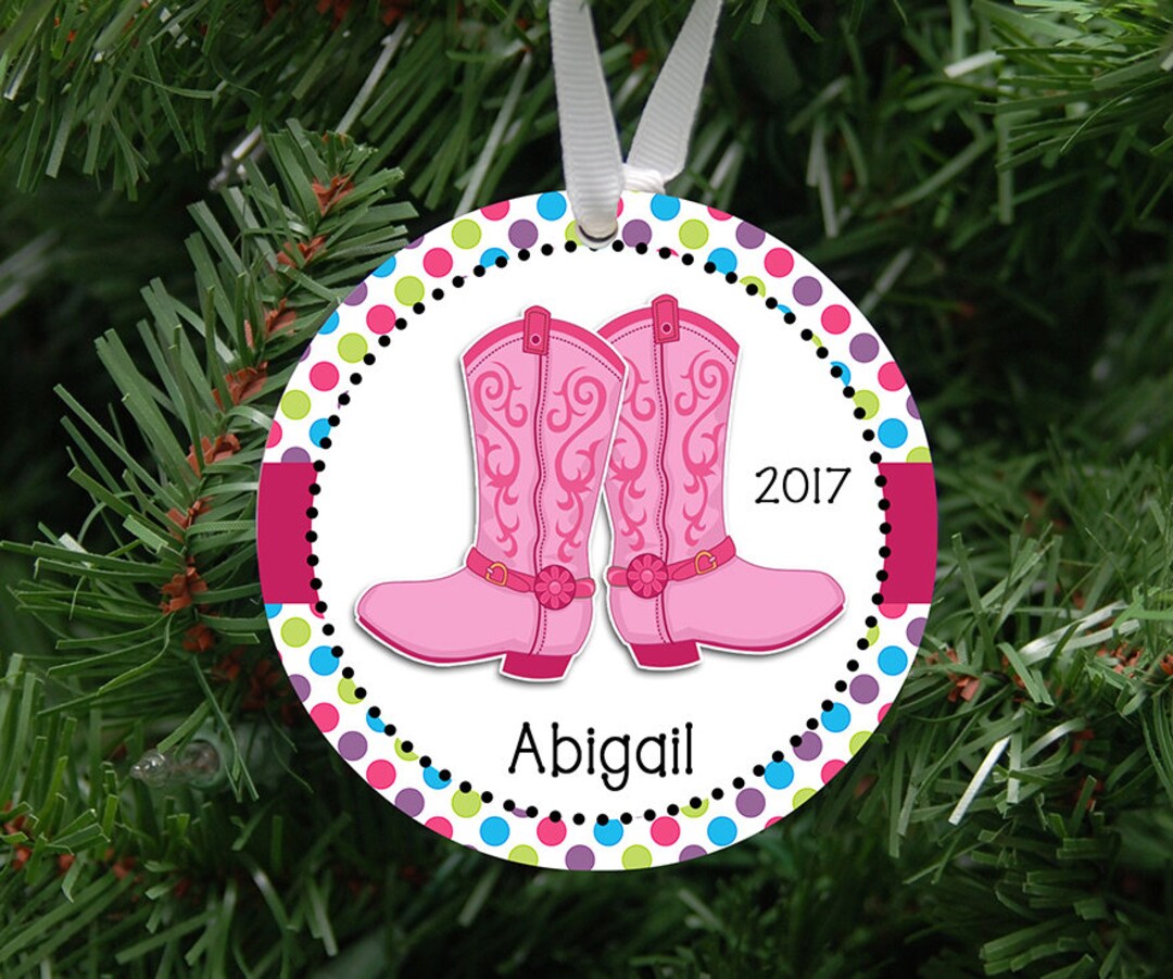 Personalized Girls Pink Cowboy Boots Ornament Keepsake Custom Made to ...