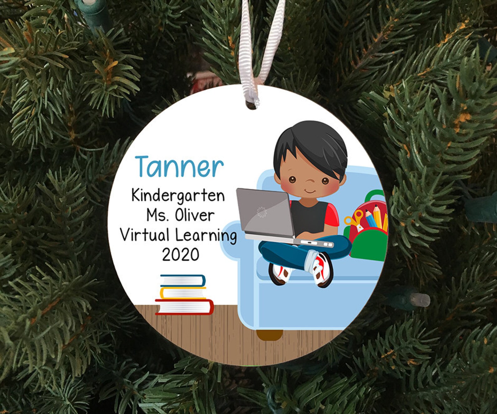 Personalized School Year & Grade boy Distance at Home - Etsy