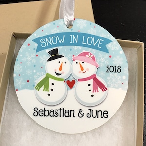 Personalized Snowmen - Snow in Love Ornament Keepsake - Custom Made to ...