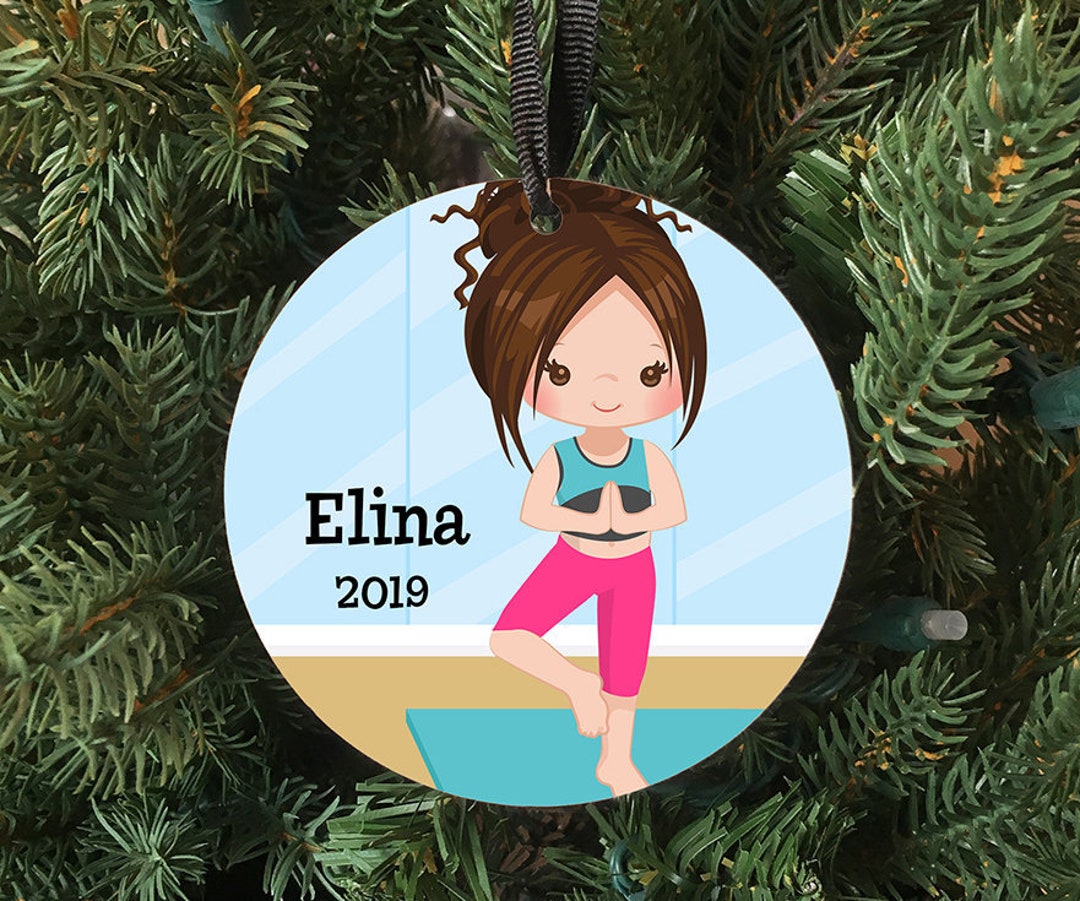 Personalized Girls Yoga Work Out - Tree Pose Ornament Keepsake - Custom ...