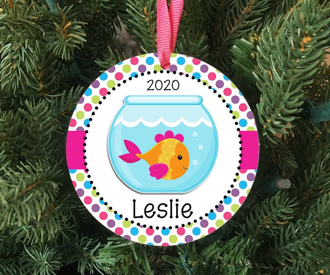 Personalized Girly Fish in Fish Bowl Ornament Keepsake Custom Made to ...