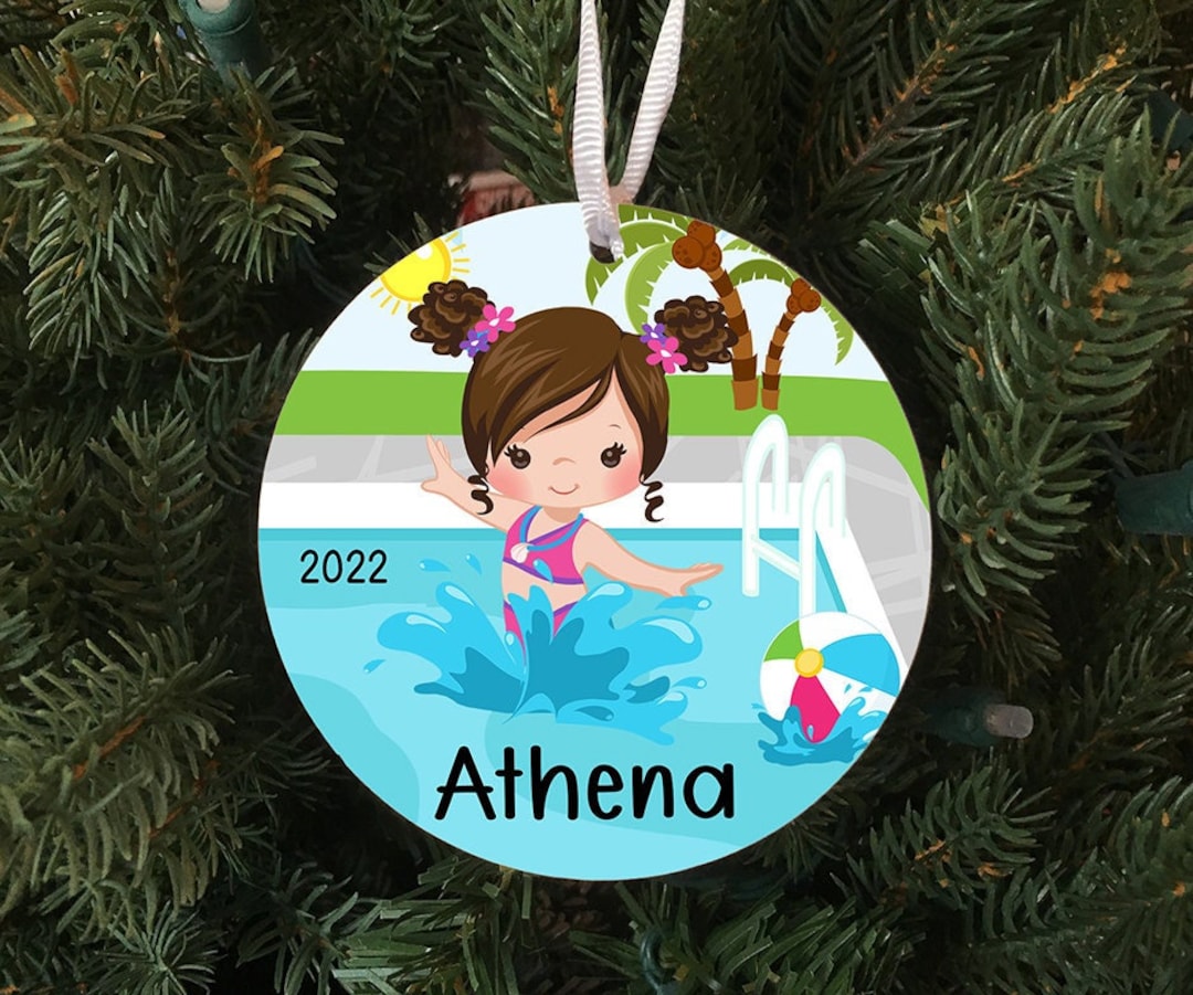 Personalized Girl Swimming Pool Summer Ornament Keepsake - Custom Made ...