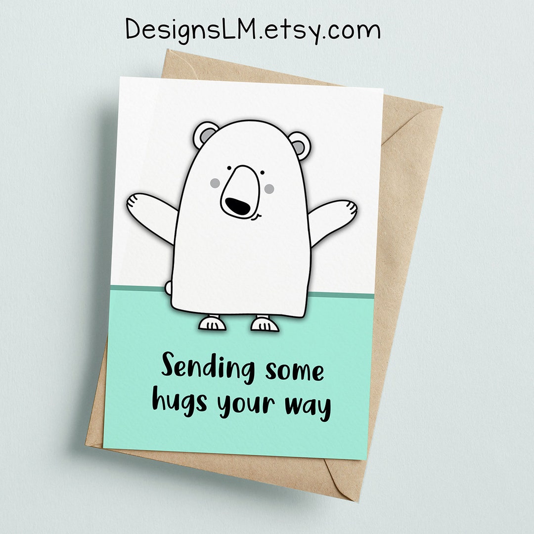 PRINTED Sending Some Hugs Your Way - 5x7 Bear Hugs Greeting Card ...