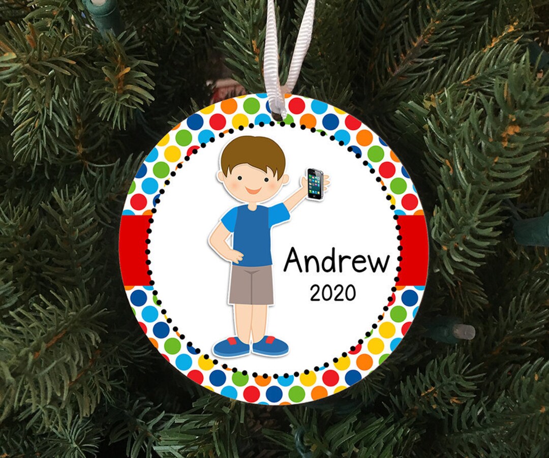 Personalized Boy Talking on Cellphone Ornament Keepsake Custom Made to ...