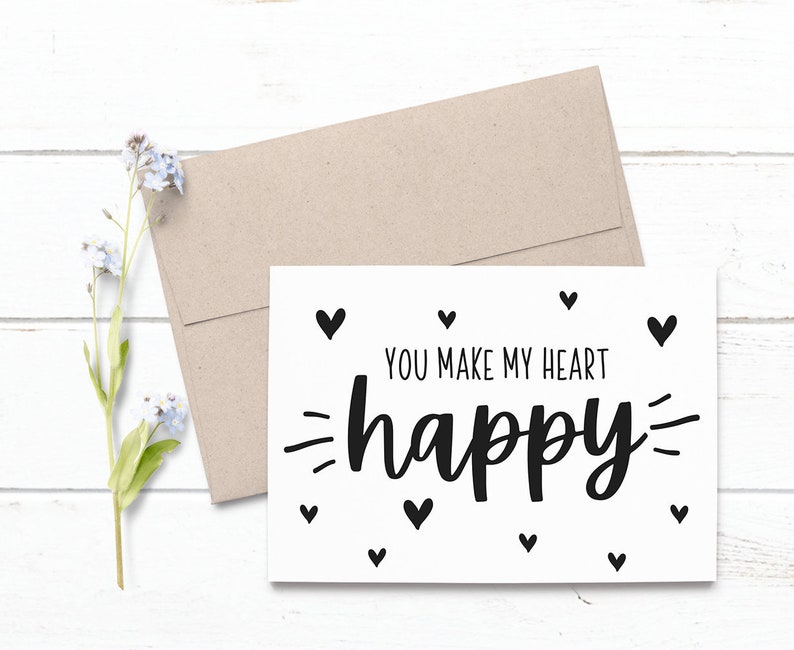 PRINTED You Make My Heart Happy 5x7 Greeting Card Sweet - Etsy