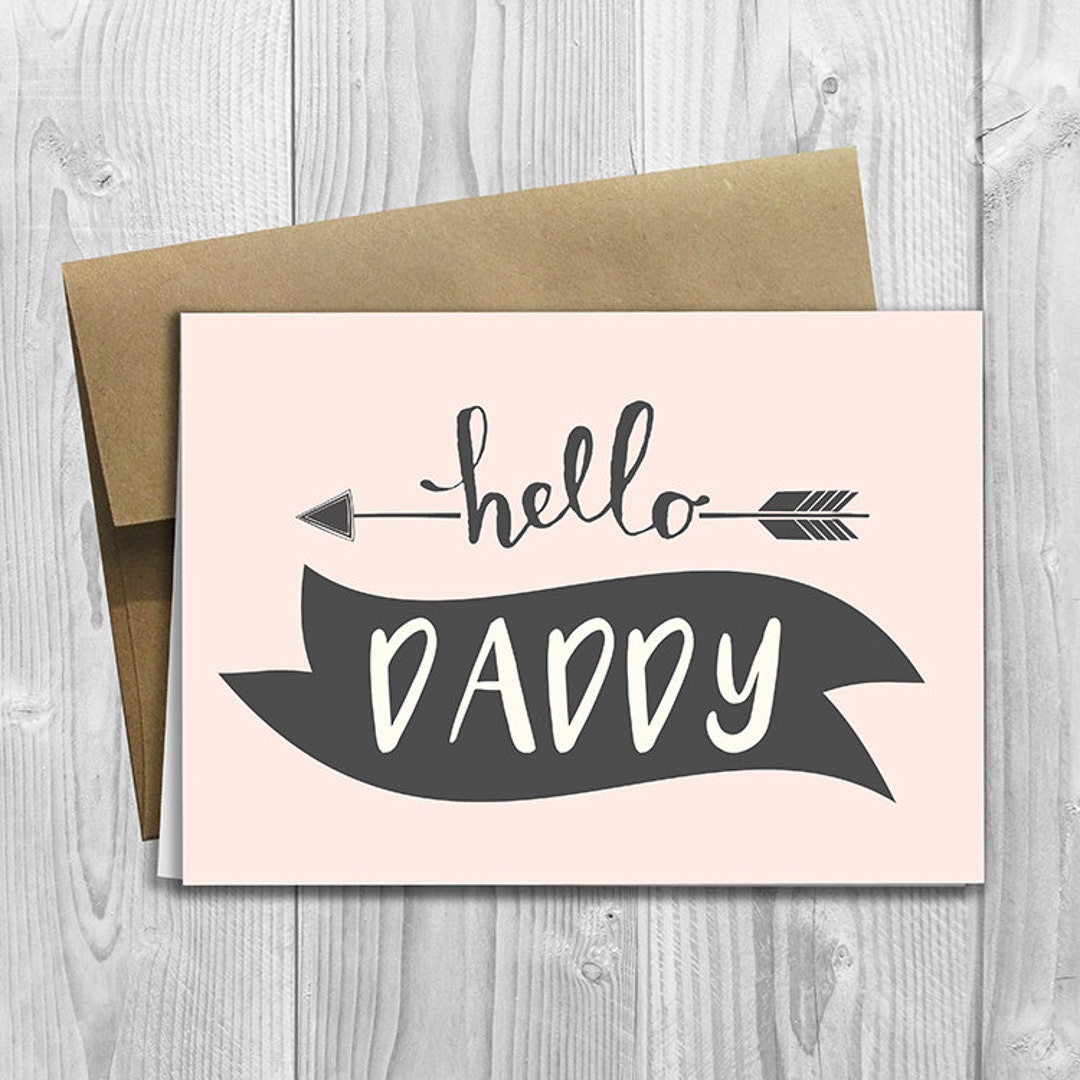 PRINTED CUSTOM Hello Daddy Pregnancy Announcement 5x7 Greeting Card ...