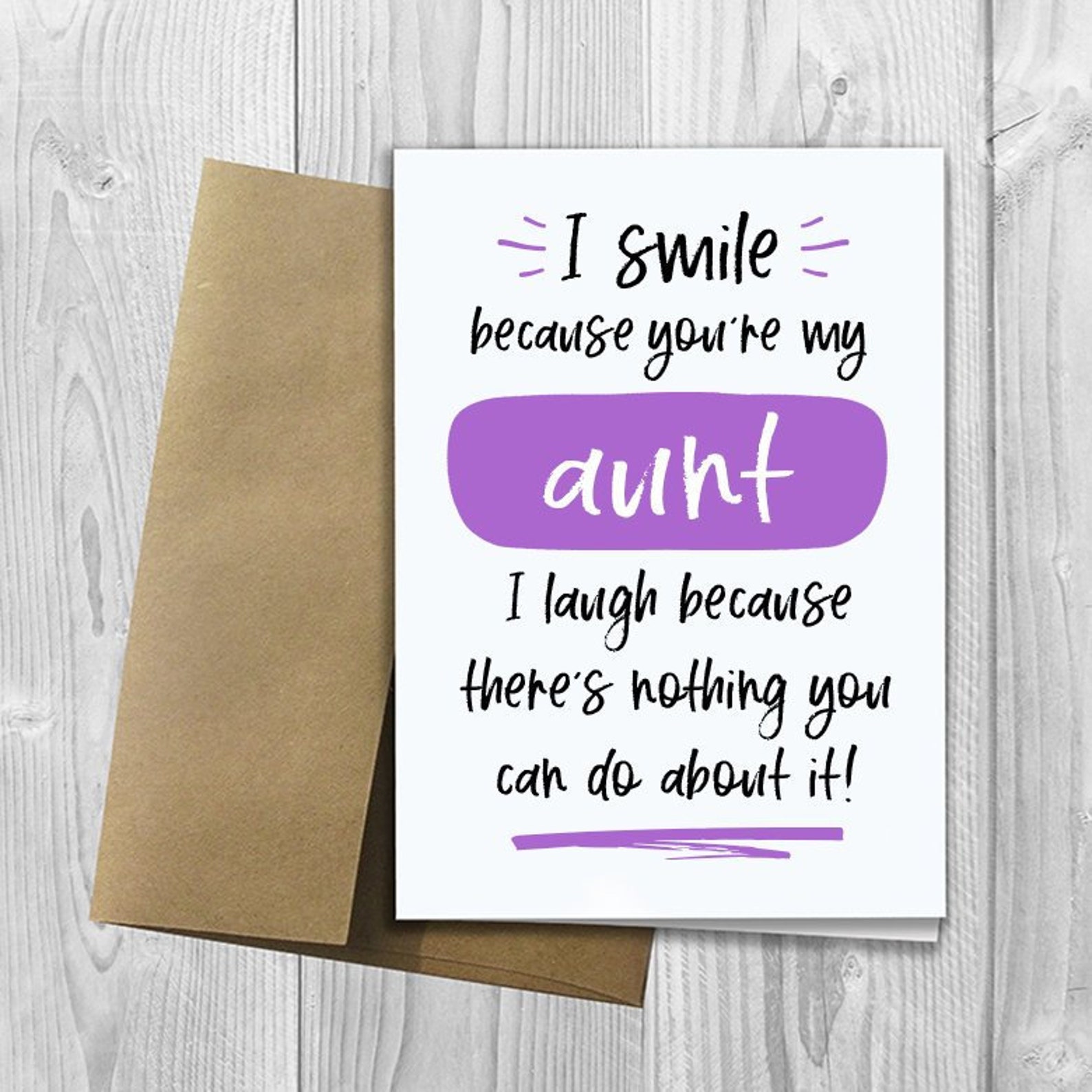 PRINTED I Smile Because You're My Aunt 5x7 Greeting Card | Etsy