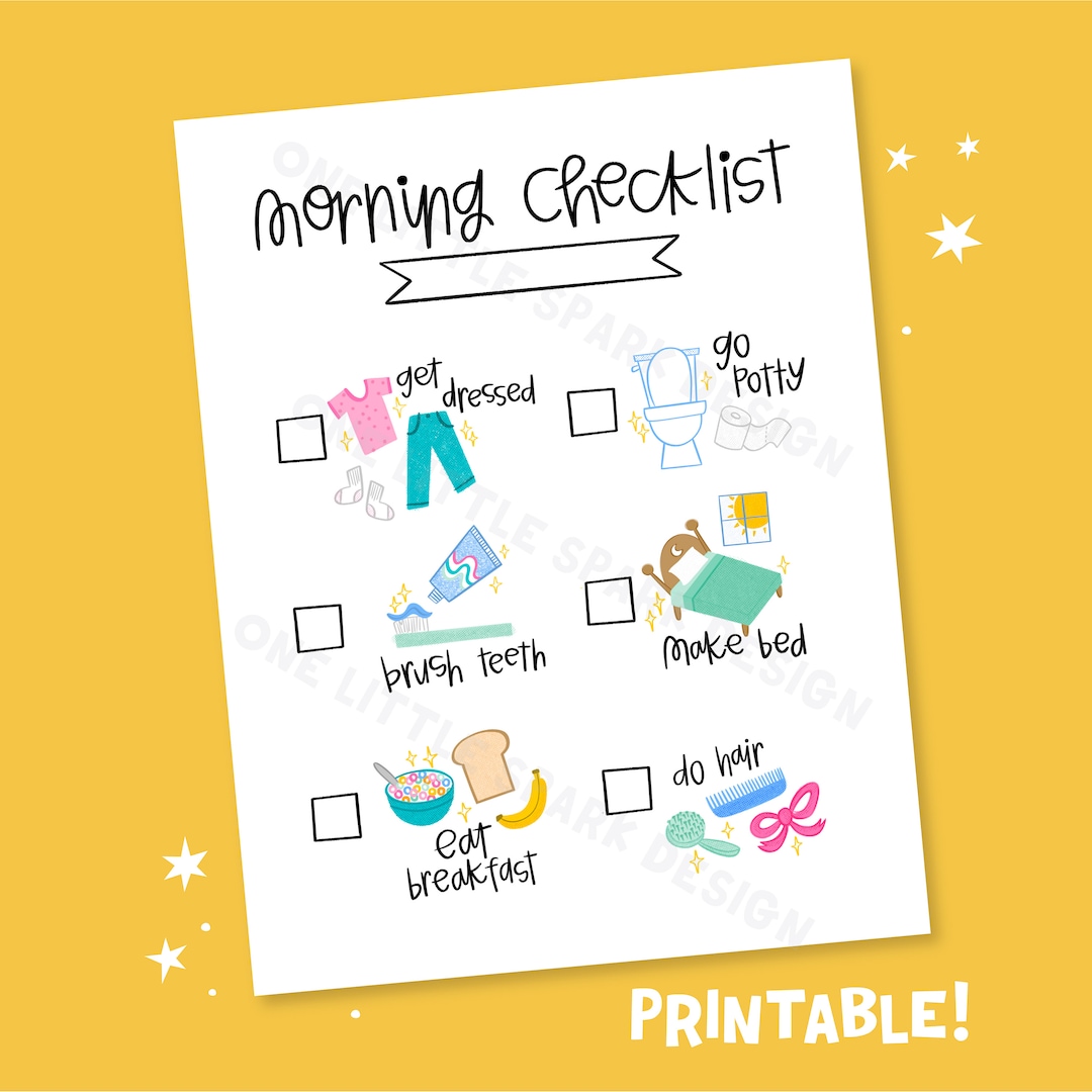 Kids Morning Checklist, Kids Chore Chart Printable, Routine Chart ...