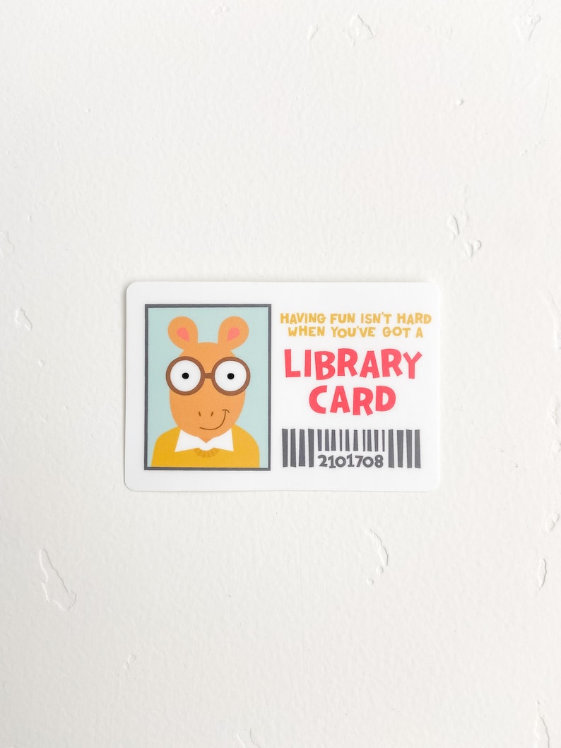 Arthur Library Card Sticker PBS Illustration Having Fun | Etsy
