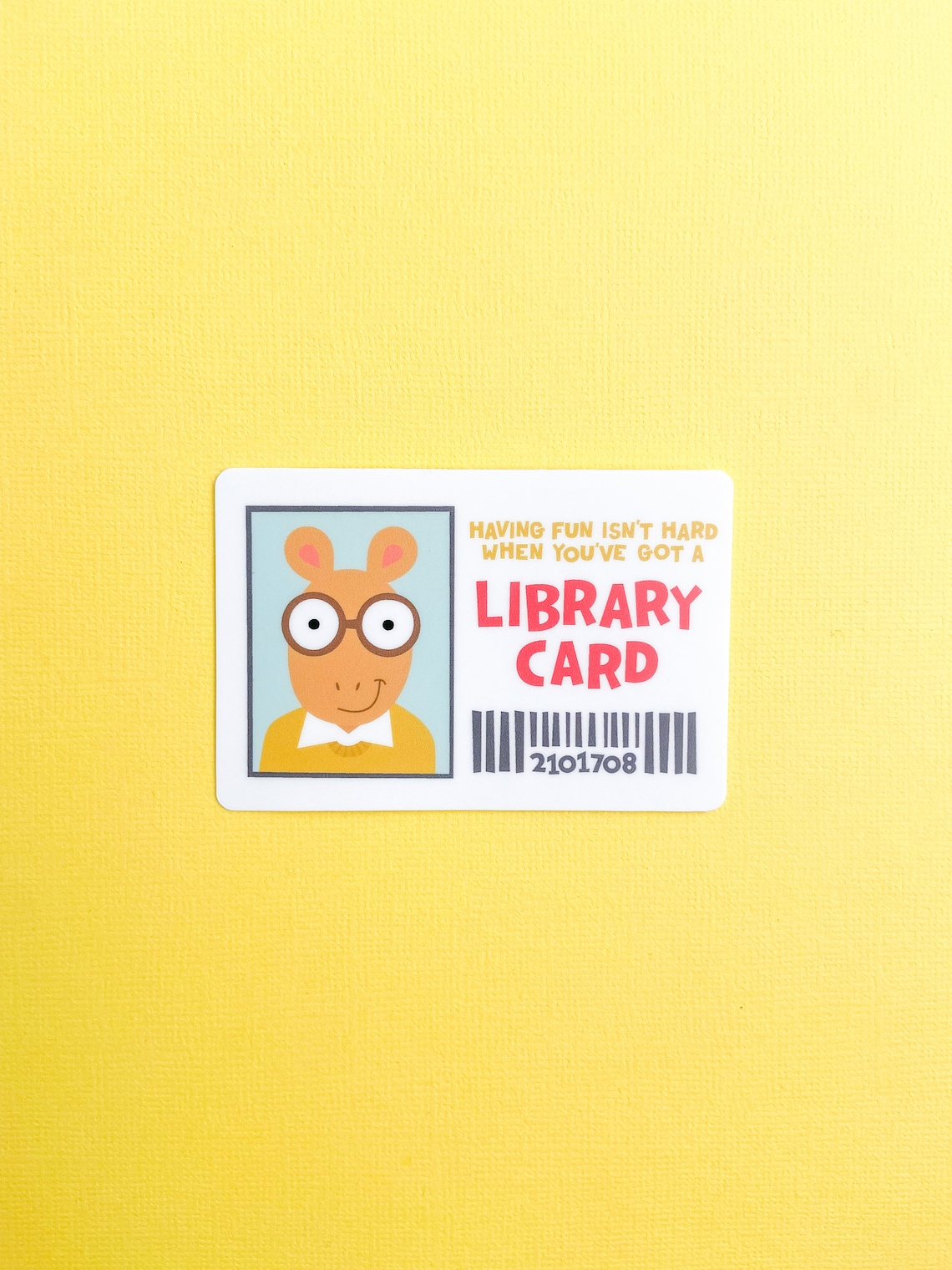 Arthur Library Card Sticker PBS Illustration Having Fun | Etsy