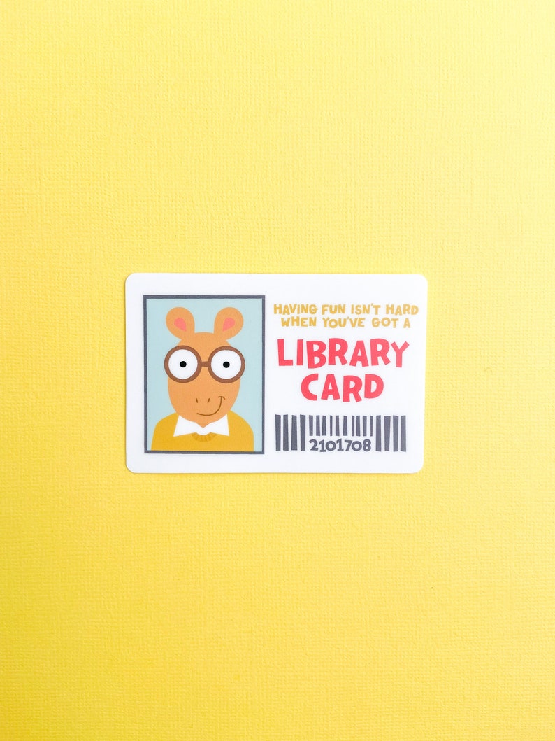 Arthur Library Card Sticker PBS Illustration Having Fun | Etsy