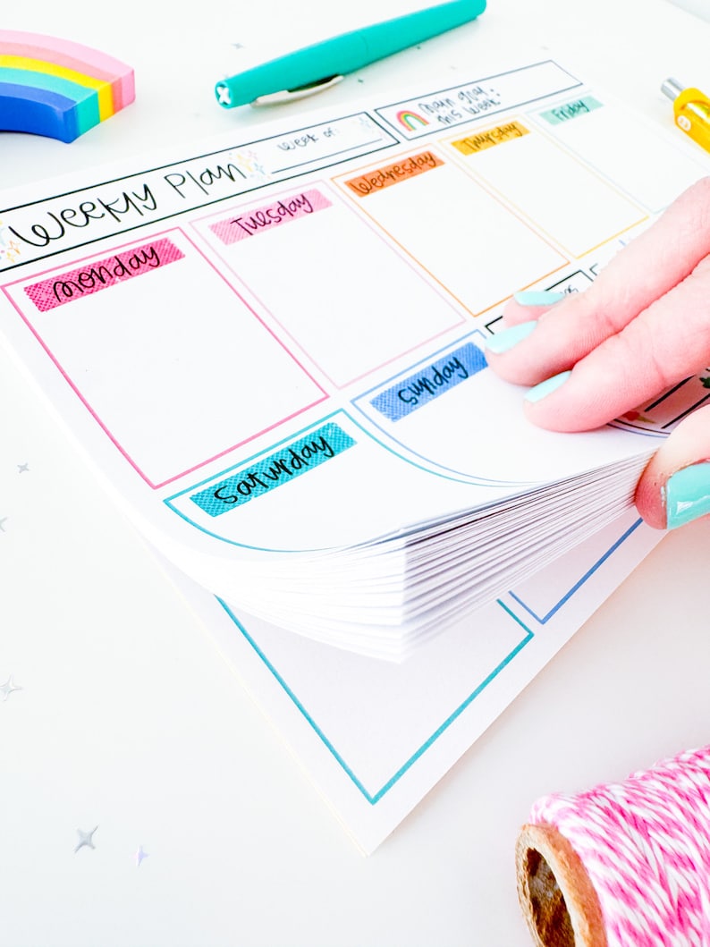 Planner Notepad Bundle // Colorful Happy Schedule // Daily and Weekly ...
