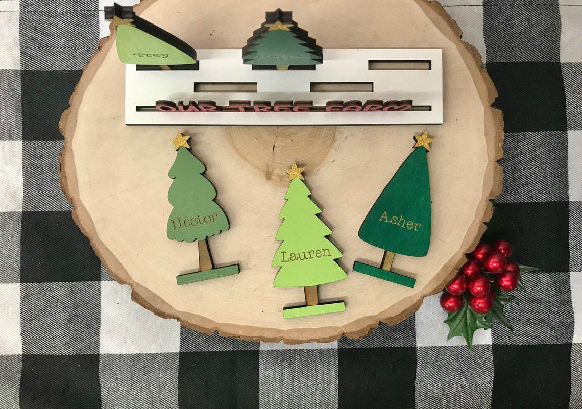 Christmas Tree Standee Personalized Names on Trees Holiday - Etsy