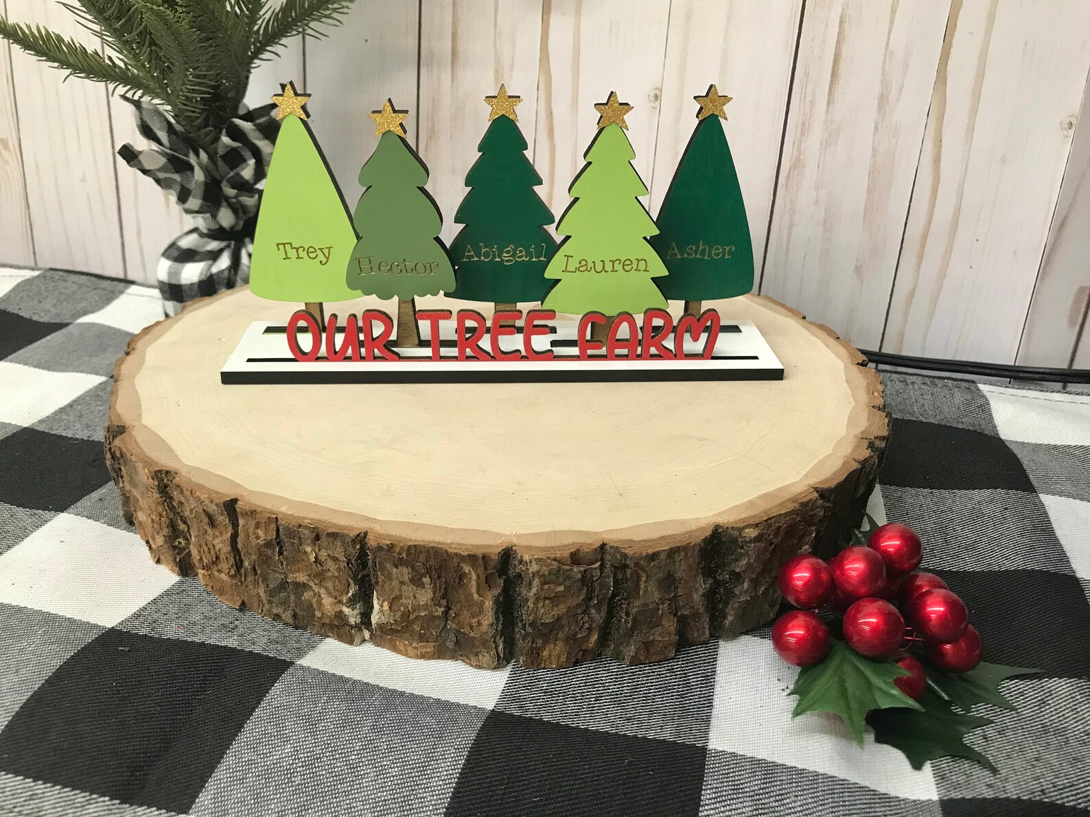 Christmas Tree Standee Personalized Names on Trees Holiday - Etsy