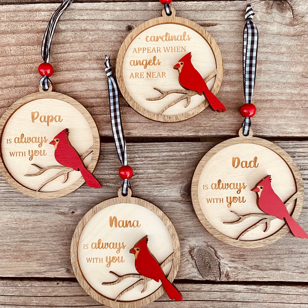 Christmas Cardinal Ornament in Loving Memory Ornament dad, Mom, Grandma ...